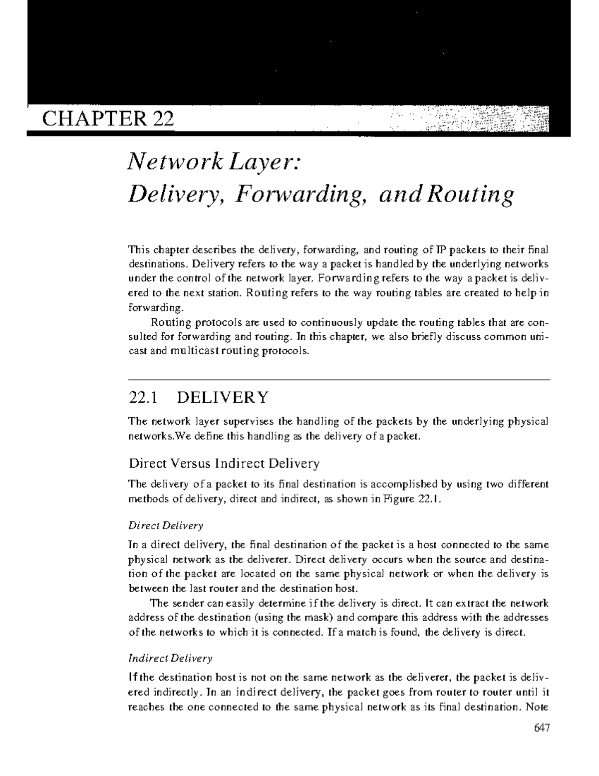 Chapter 22 Routing, Delivery and Forwarding Forouzan - CHAPTER 22 ...