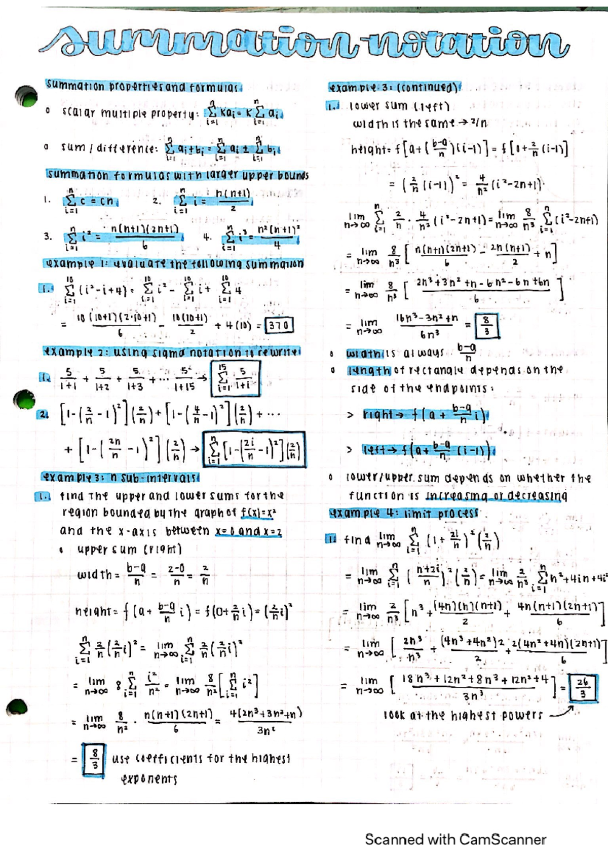 summation notation - CALC12 - Studocu