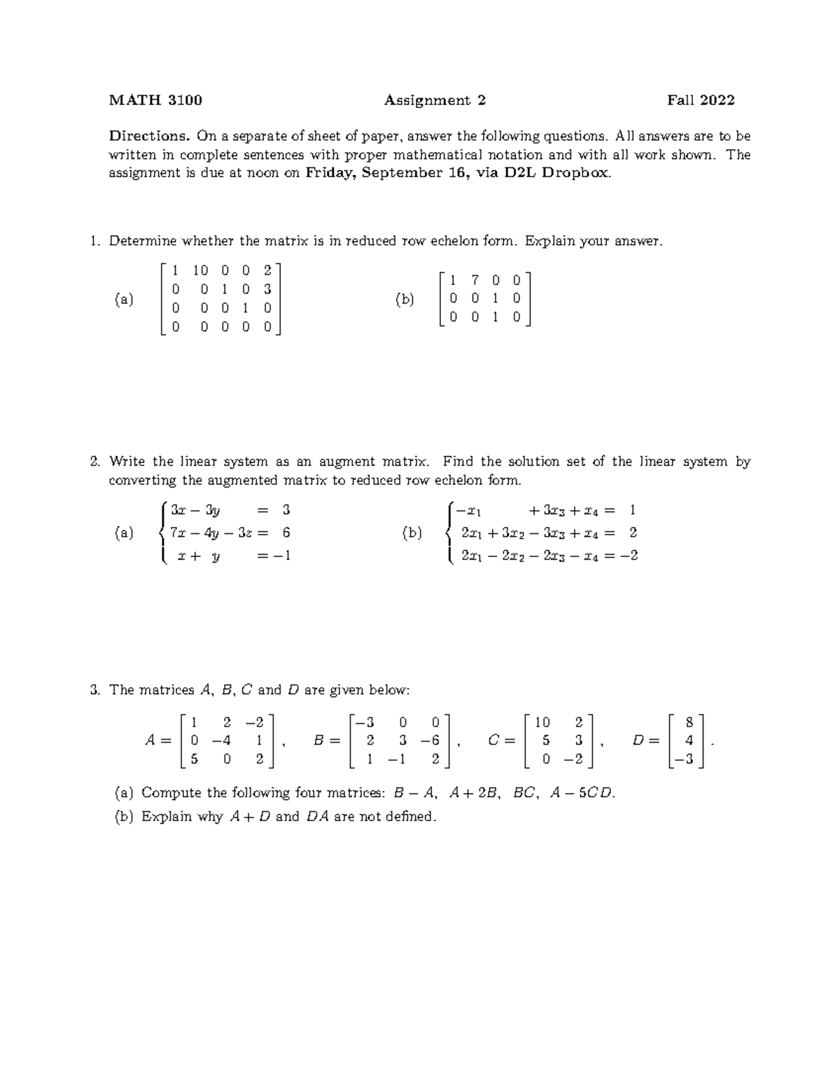 Fall2022Math3100Assignment 02-3 - MATH 3100 Assignment 2 Fall 2022 ...