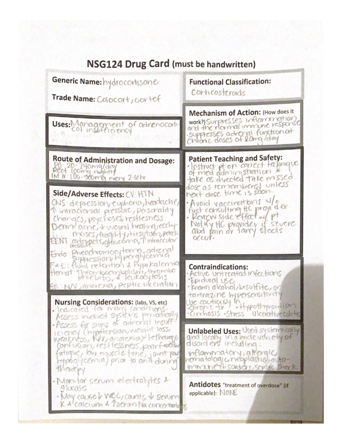 Module 3 Drug Cards - NSG 124 - Studocu