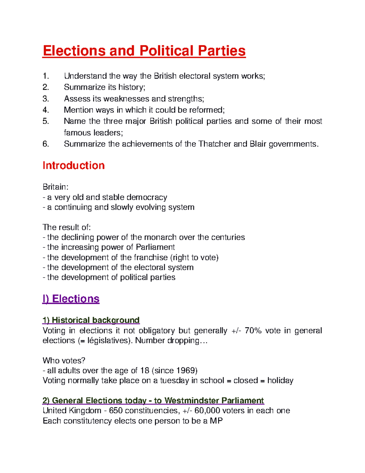 UK Elections and Political Parties - Elections and Political Parties ...