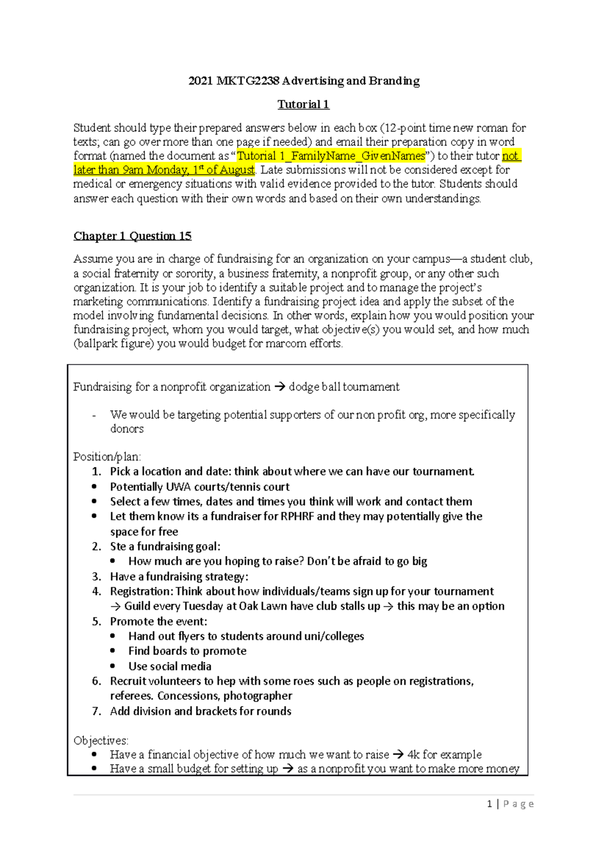 Tutorial 1 MKTG2238 - 2021 MKTG2238 Advertising and Branding Tutorial 1 ...