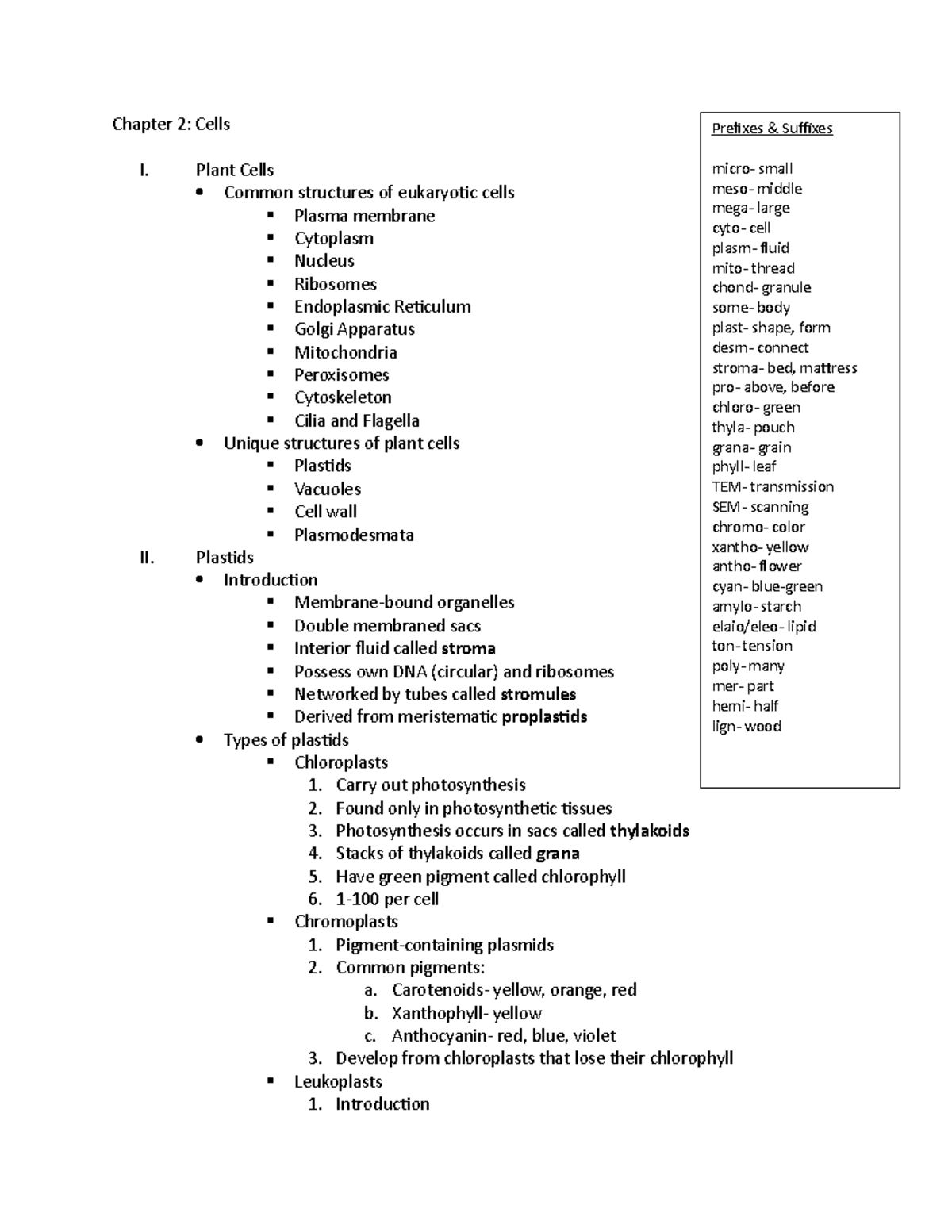 Chapter 2 Cells Notes - Stern’s Introductory Plant Biology by James E ...