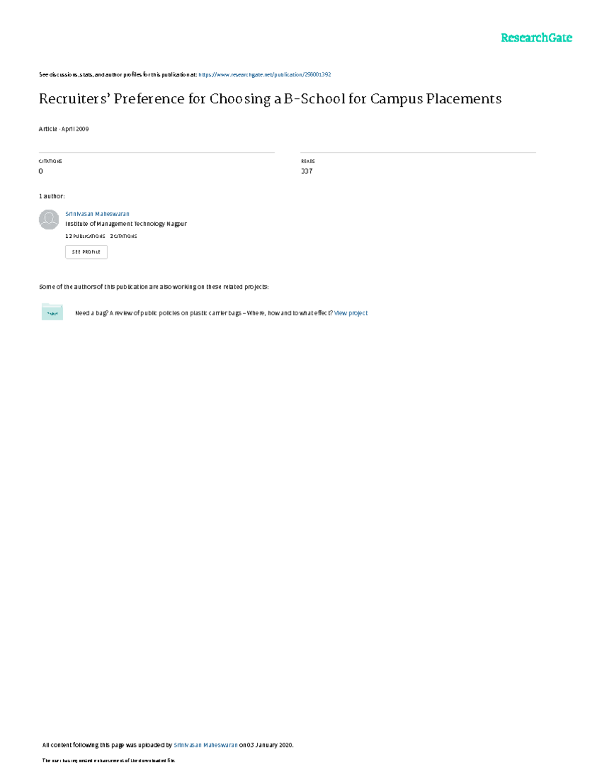 B-School Selectionby Recruiter-IJBM - See discussions, stats, and ...