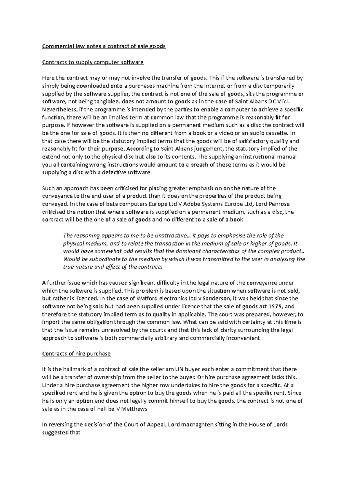 Commercial law notes part 3 contract of sale of goods types ...