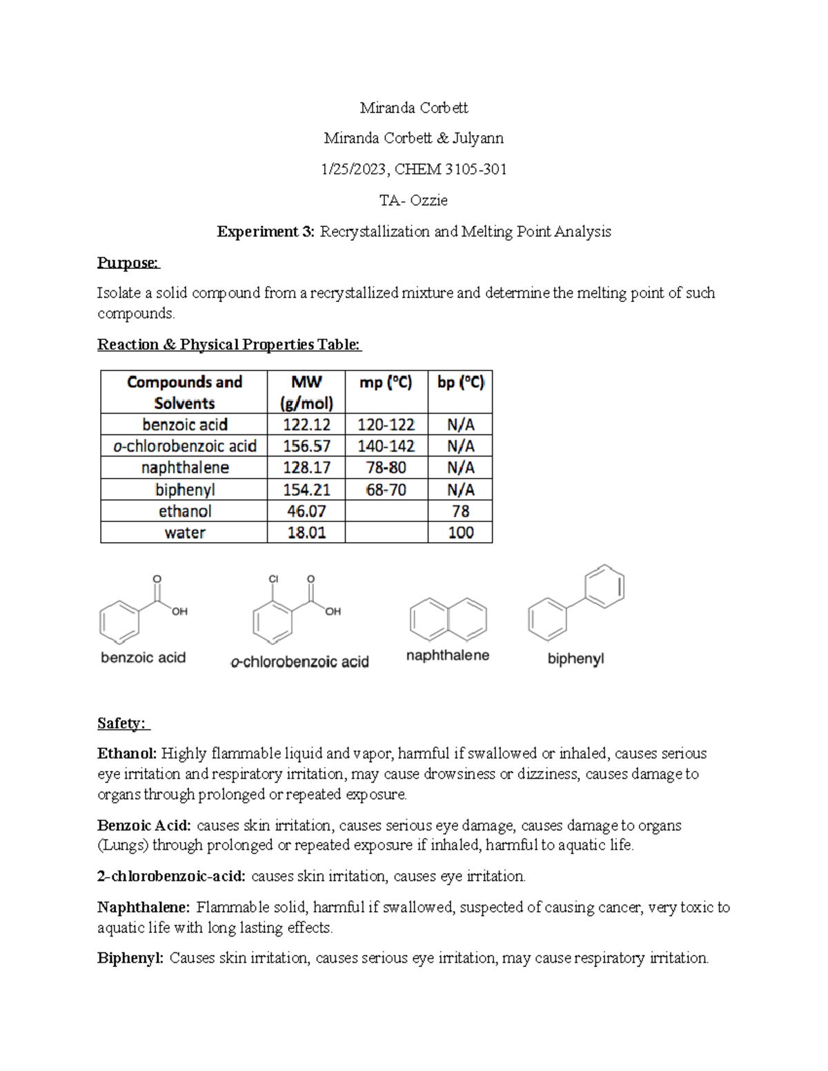Corbett Lab Report 3 - Miranda Corbett Miranda Corbett & Julyann 1/25 ...