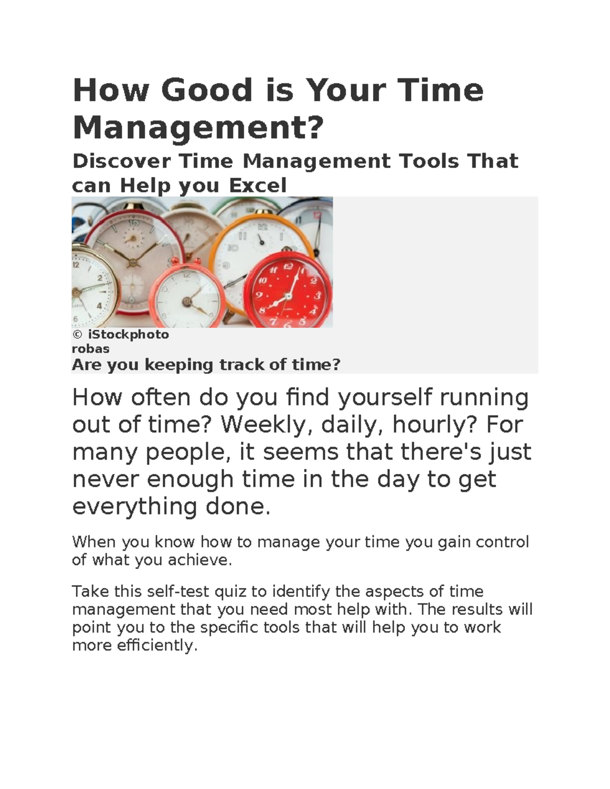 How Good is Your Time Management. quiz - How Good is Your Time ...