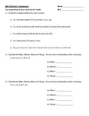 MATH 1314 General Education Assessment 18-19 - CRN: 12729 G MATH 1314 ...