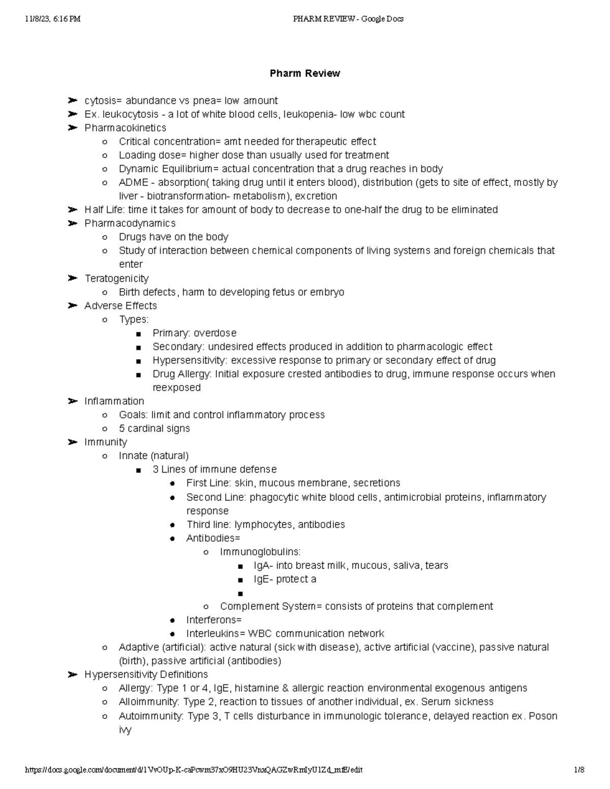 Pharm Review - Google Docs - Pharm Review cytosis= abundance vs pnea ...