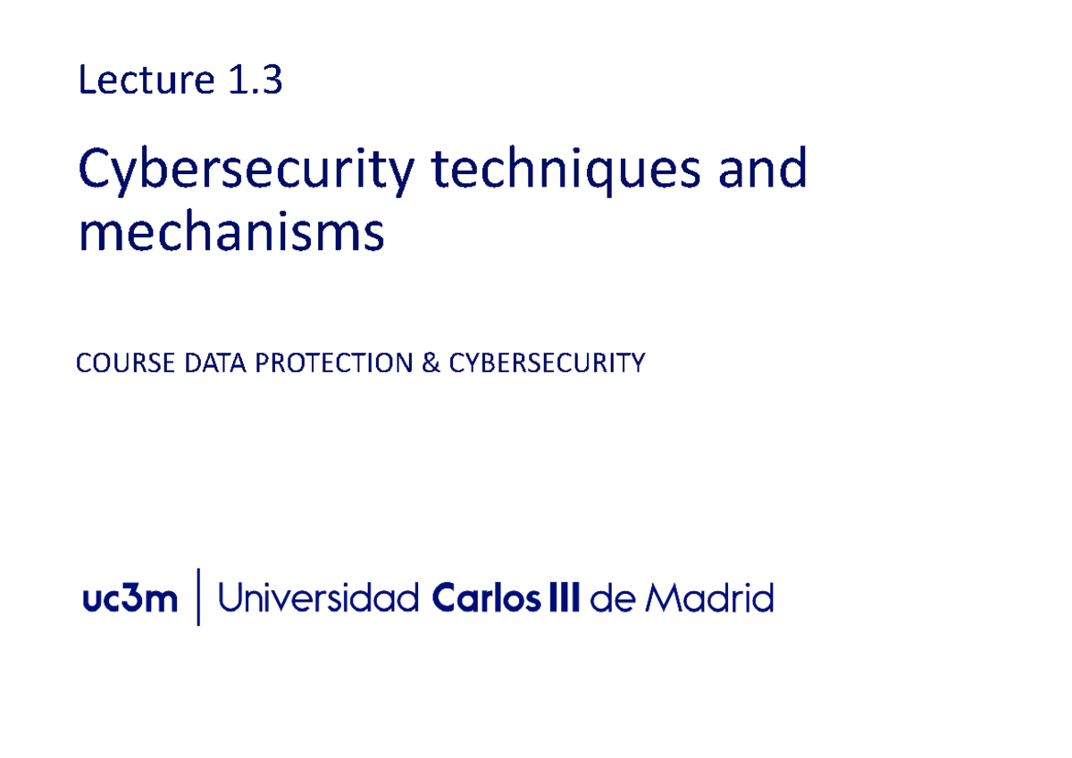 Module 1.3 Security services and mechanisms - COURSE DATA PROTECTION ...