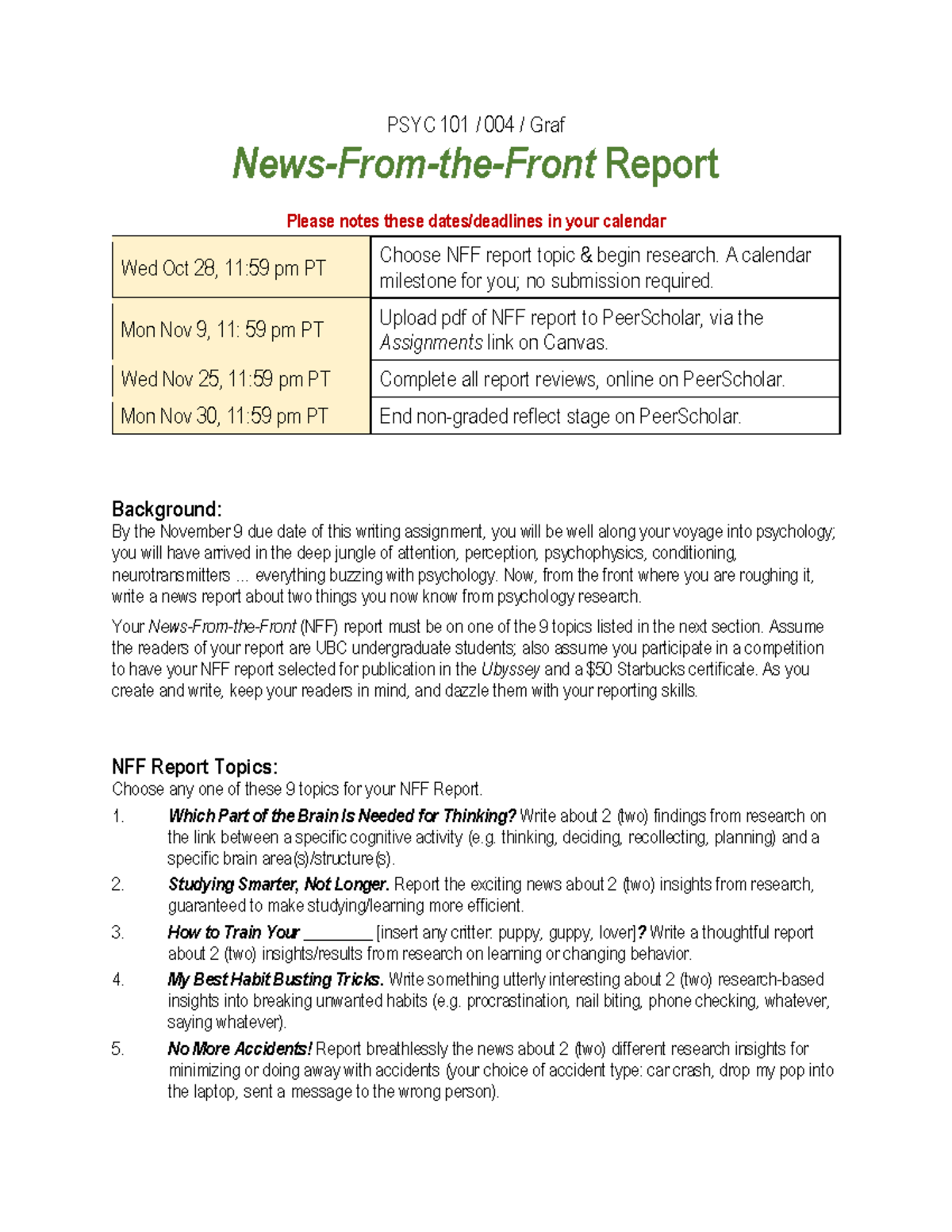 PSYC 101 004 Graf Report - Studocu