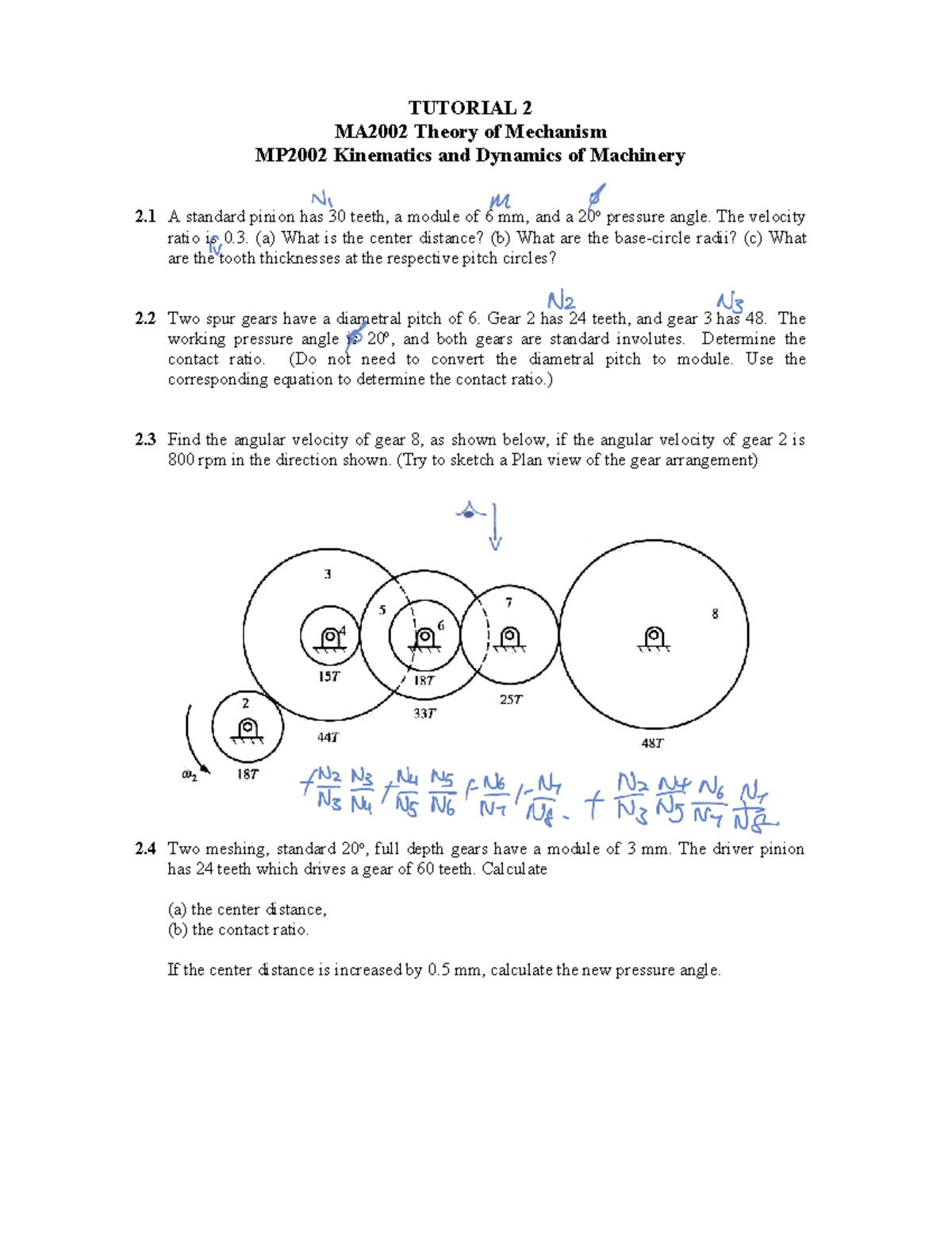 T2 220901 135817 - tutorial 2 with workings - TUTORIAL 2 MA2002 Theory of Mechanism MP2002 - Studocu