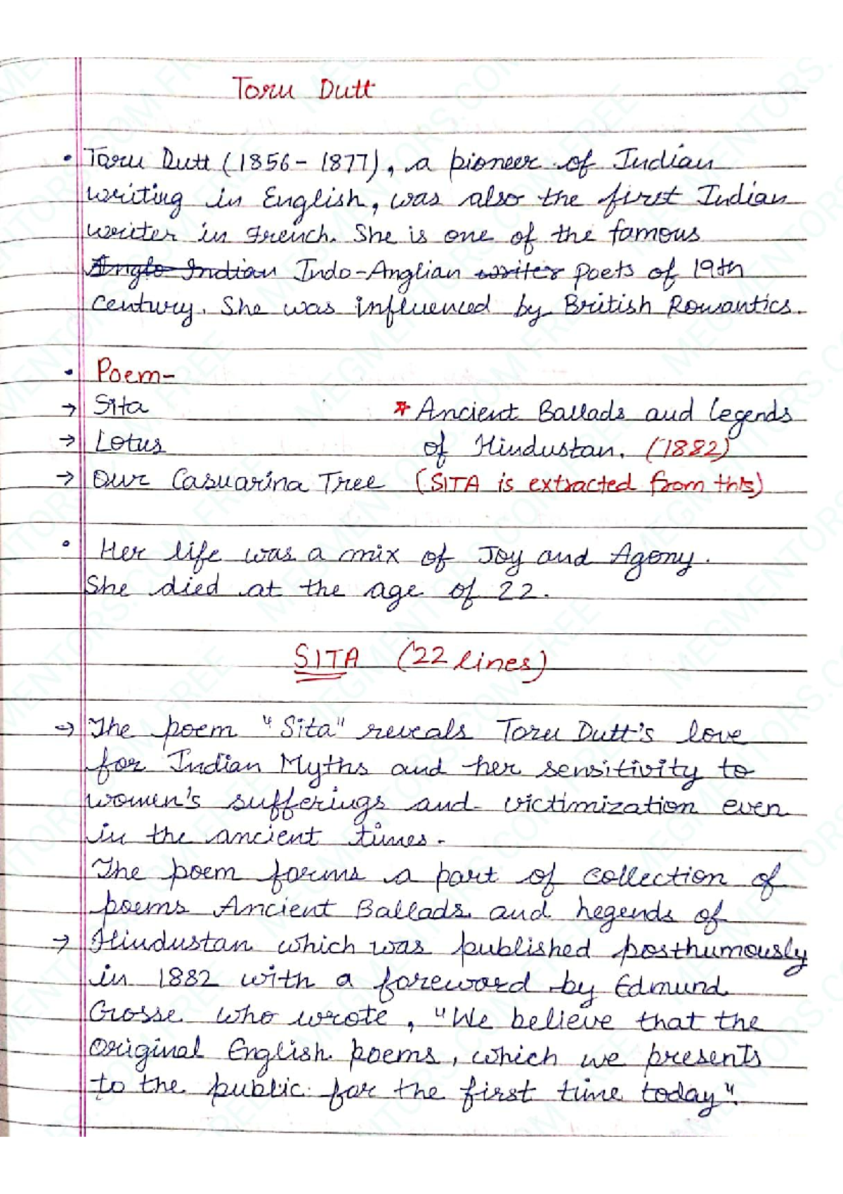 Toru Dutt-Sita,Lotus,Our Casuarina Tree (Quick Review) - Toru Dutt Toru ...