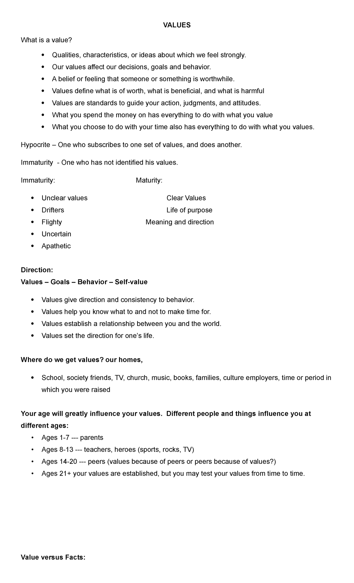 Description and Introduction About Values - BS-Social Work - MSU Main ...