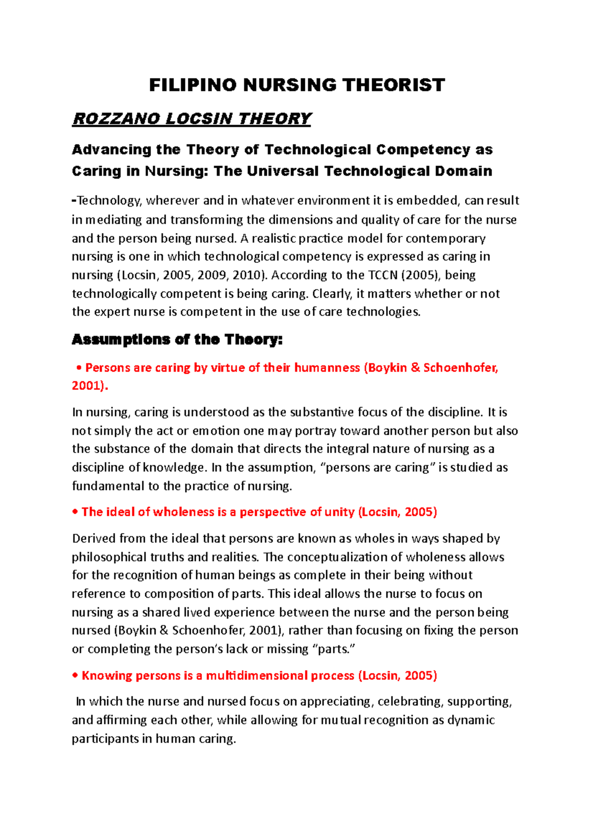 Filipino- Nursing- Theorist - FILIPINO NURSING THEORIST ROZZANO LOCSIN ...