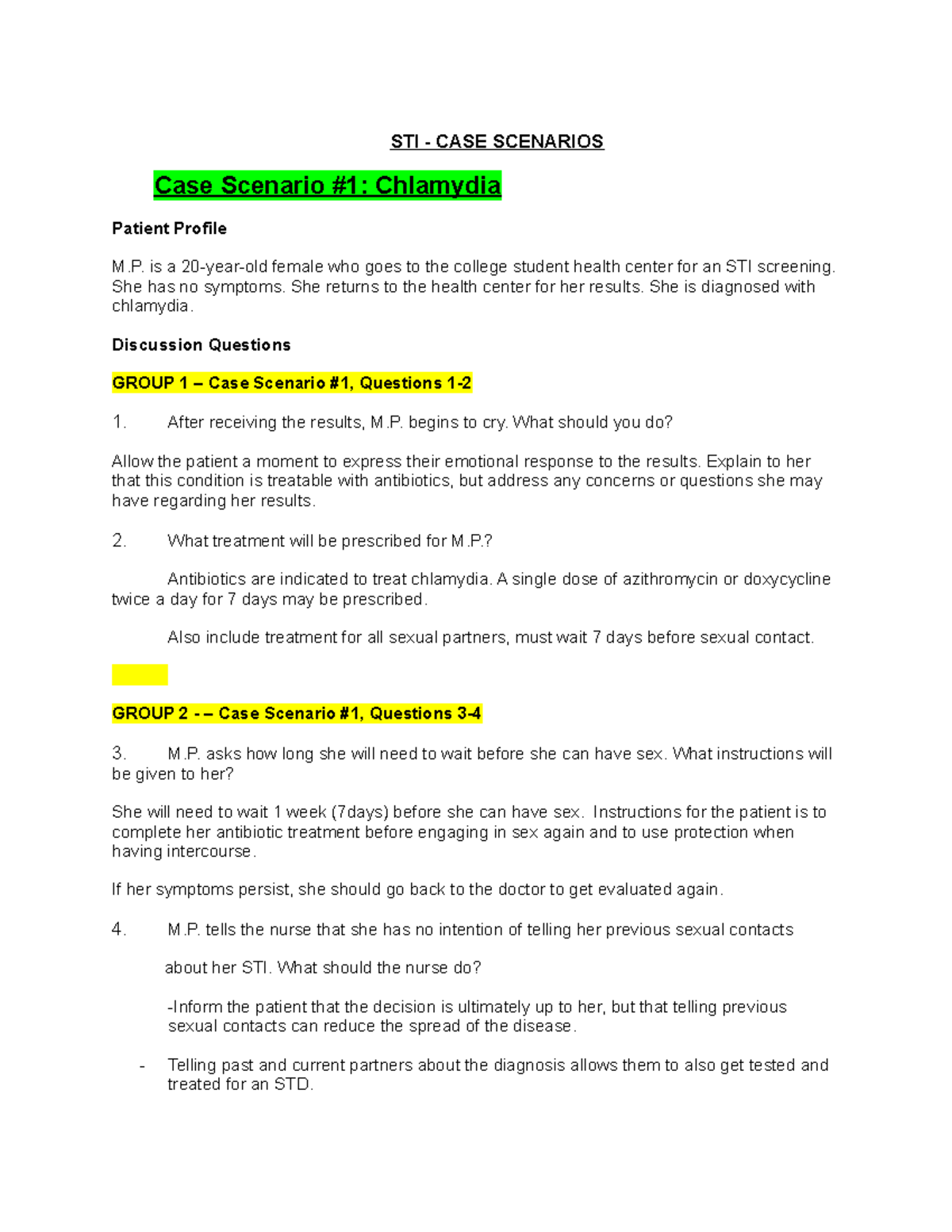Derrico - STI Case Studies - STI - CASE SCENARIOS Case Scenario #1 ...