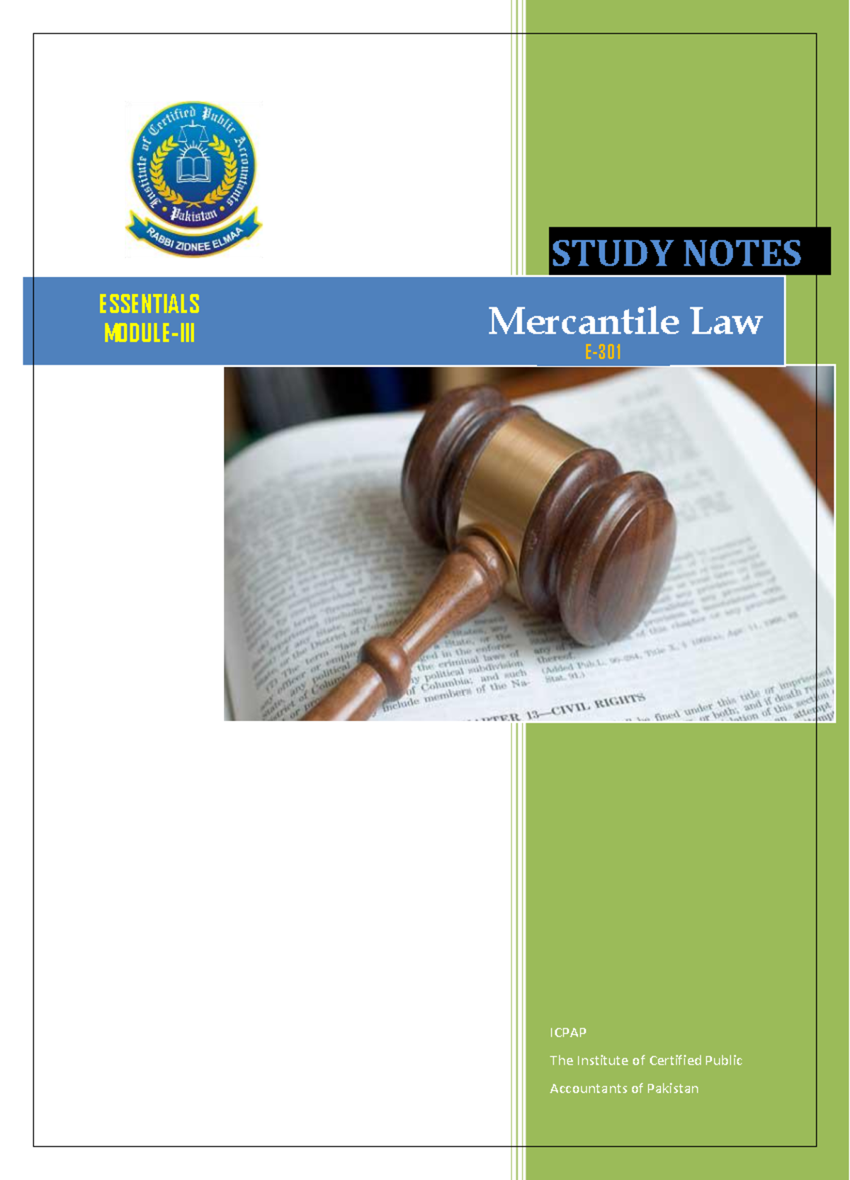 Mercantile Law - Detail notes of merchantile law - STUDY NOTES ICPAP ...