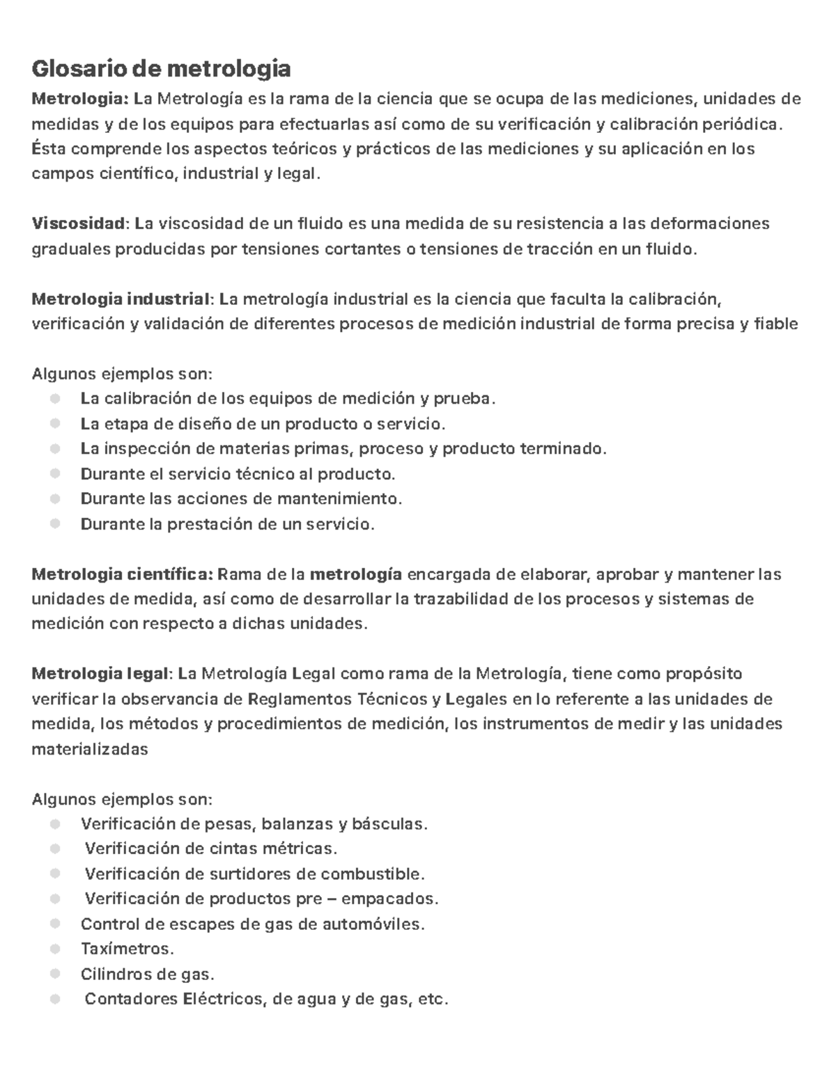 Glosario de metrologia - Glosario de metrologia Metrologia: La - Studocu