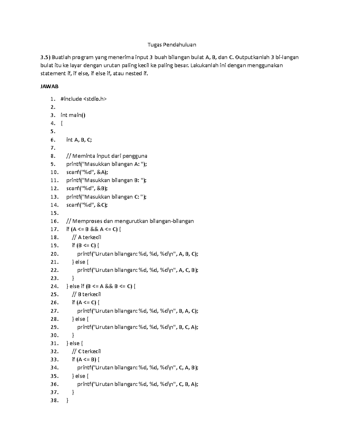 Tugas Pendahuluan P2 - Tugas Pendahuluan 3) Buatlah program yang ...