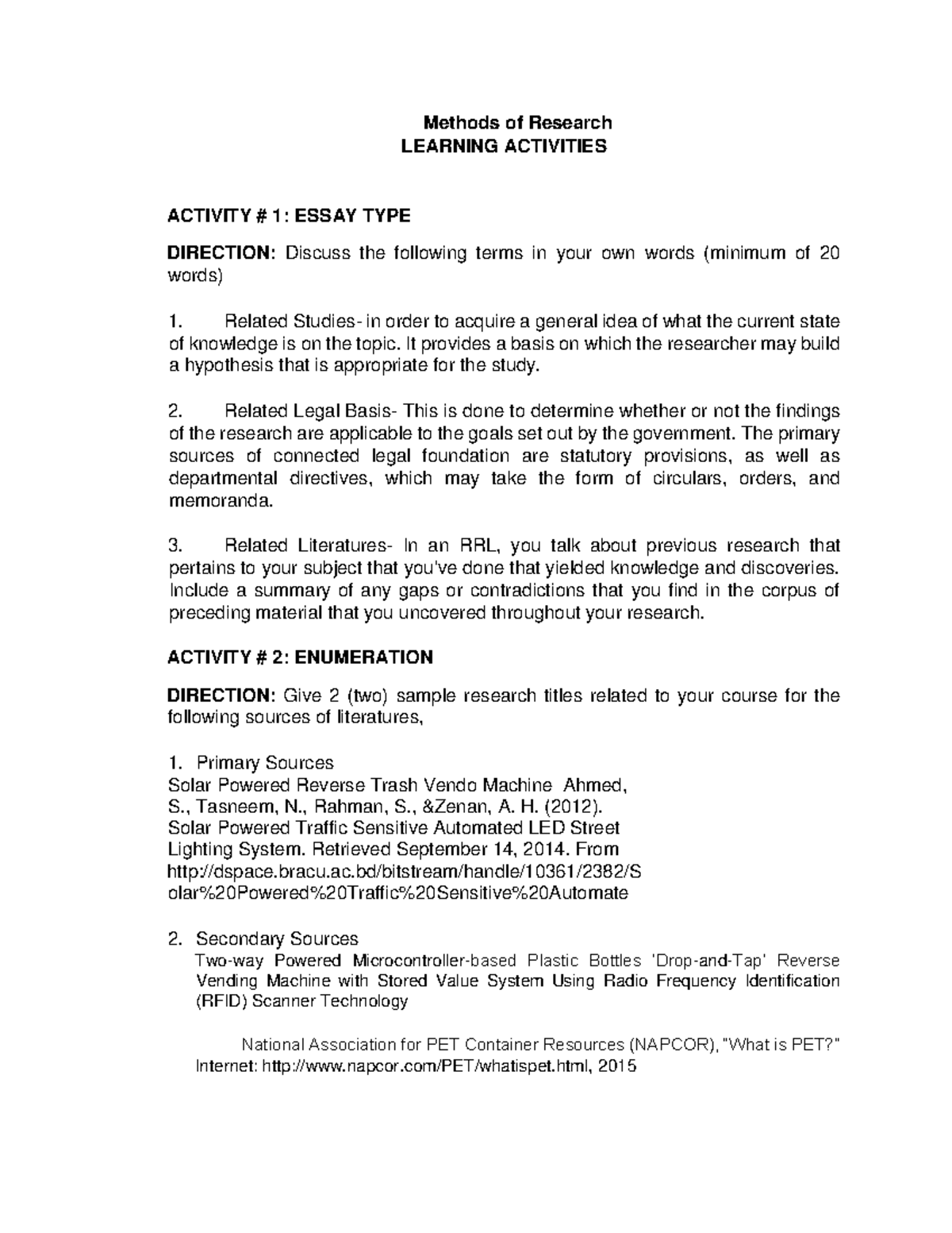 Introduction to Research Methods - Methods of Research LEARNING ...