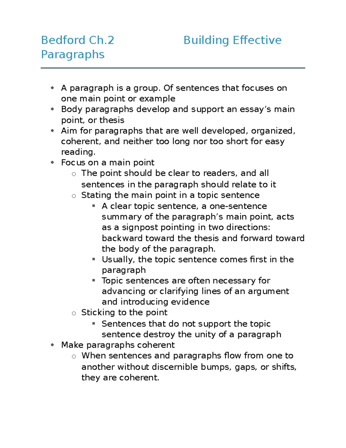ENG - 101 Bedford Ch. 2 Notes - Bedford Ch Building Effective ...