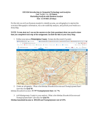 GEO104 Lab4A (1) - GEO104 Introduction to Geospatial Technology and ...