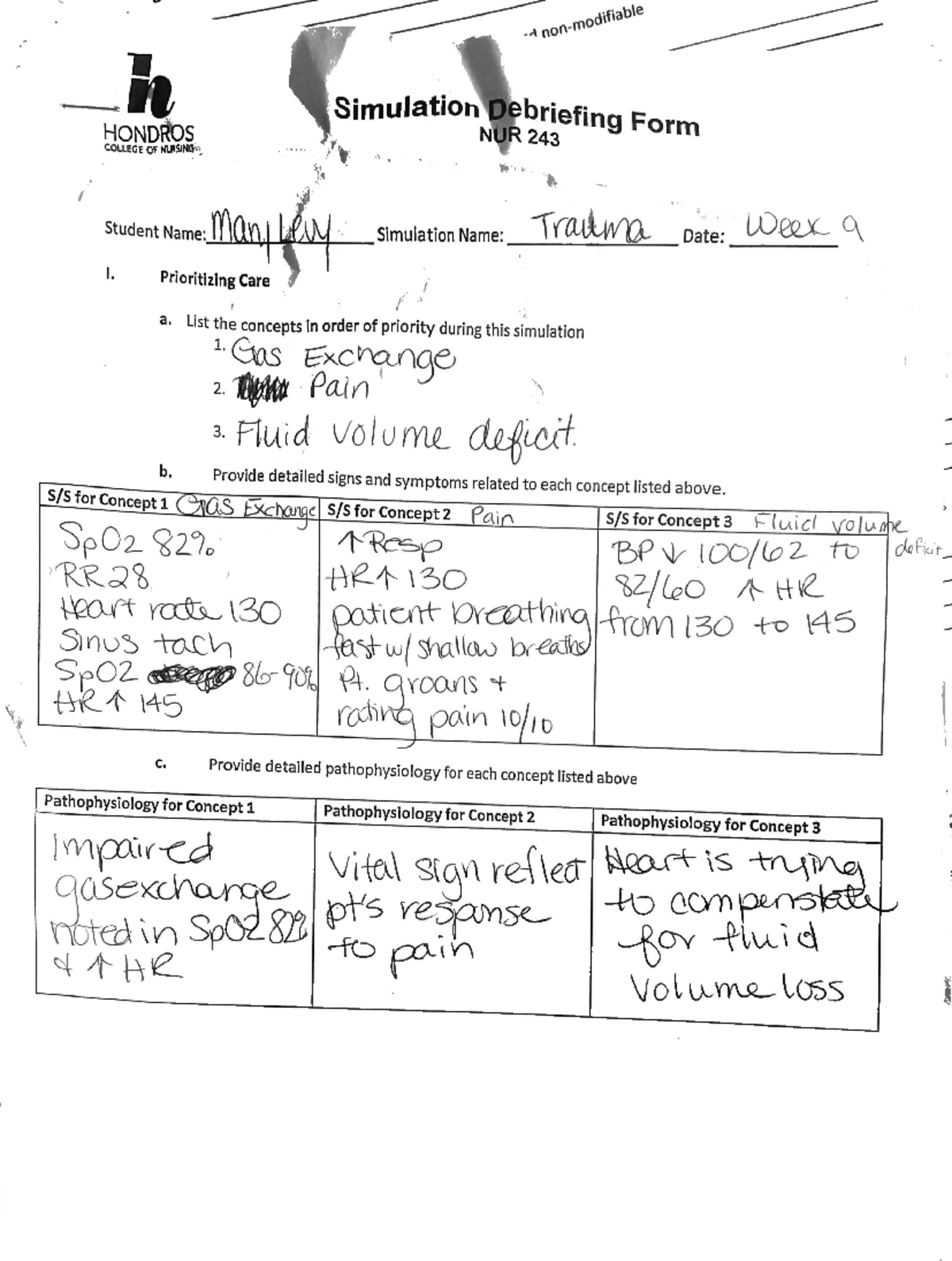 Debriefing 243 week 9 - Weekly assignments - Nur 243 - Studocu