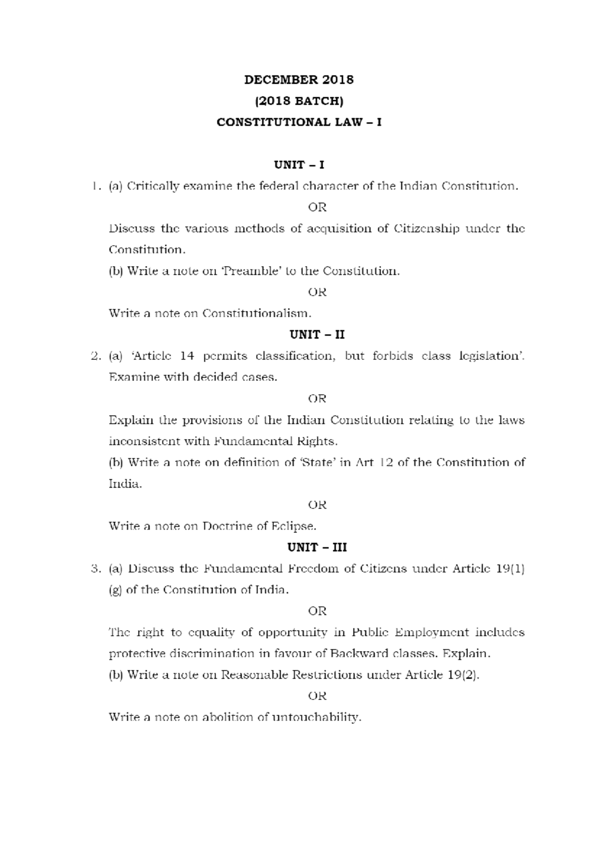 2018-2020 QUES - Bba llb - Studocu