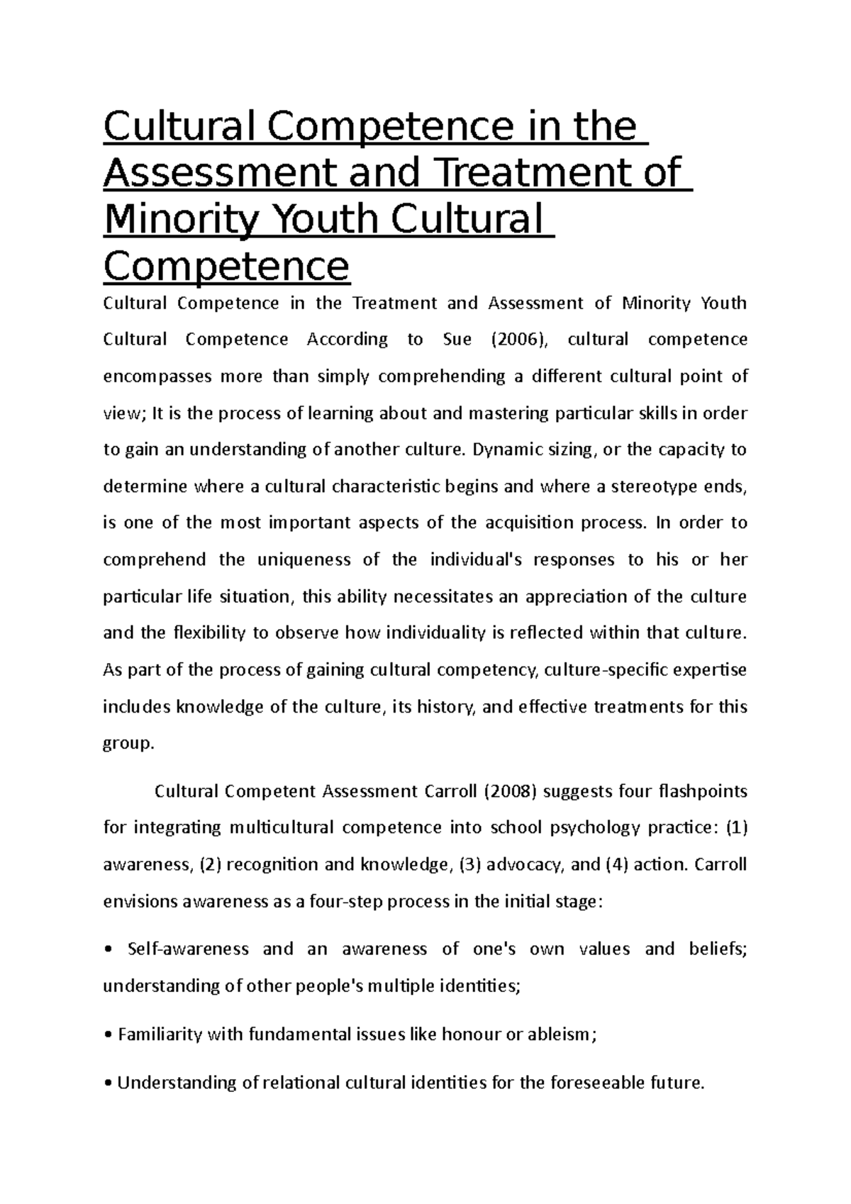 Cultural Competence in the Assessment and Treatment of Minority Youth ...