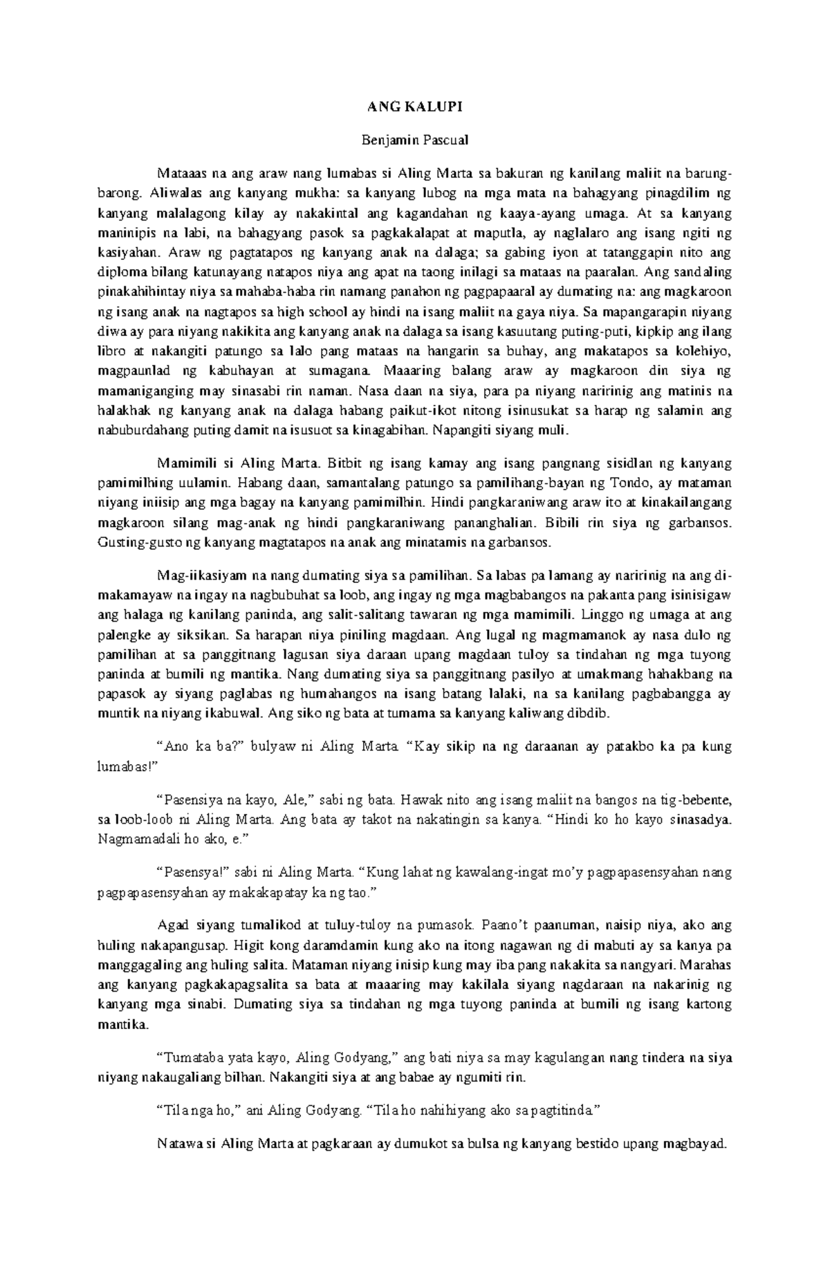 Ang Kalupi - This lecture is for Dalumat subjects - ANG KALUPI Benjamin ...