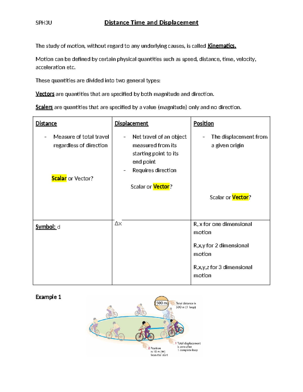 Unit 1 - Activity 1 - Distance Time and Displacement Worksheet - SPH3U ...