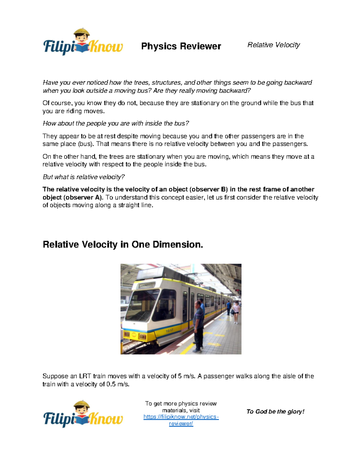 Relative-Velocity - Lecture notes in physics - To get more physics ...