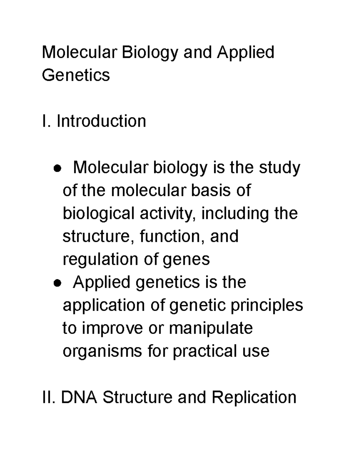 Molecular Biology and Applied Genetics - Google Docs - Molecular ...
