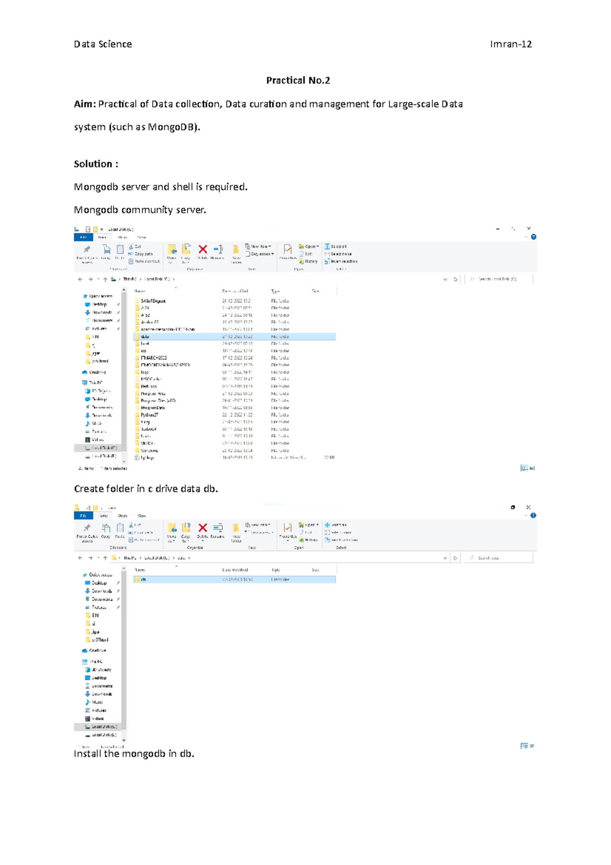 Data science practical 2 - Practical No. Aim: Practical of Data collection, Data curation and ...