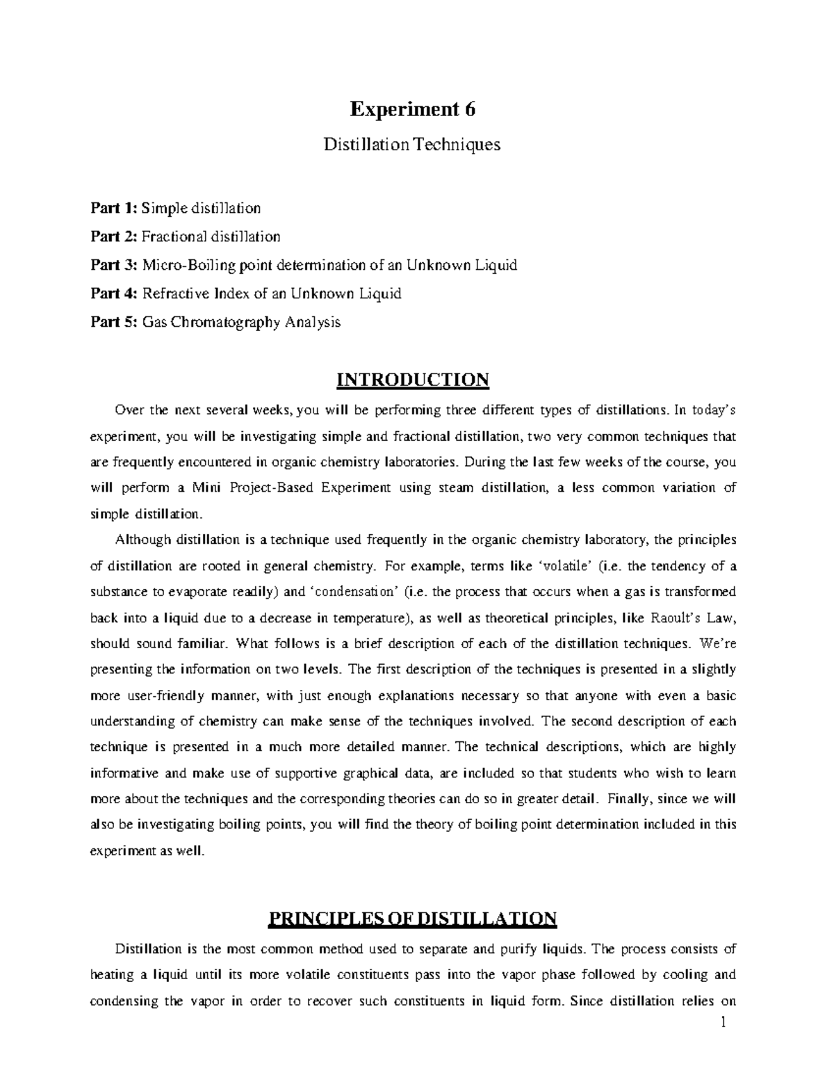 6- Distillation- Boiling Point- Refractive Index Fall2021 - Experiment ...
