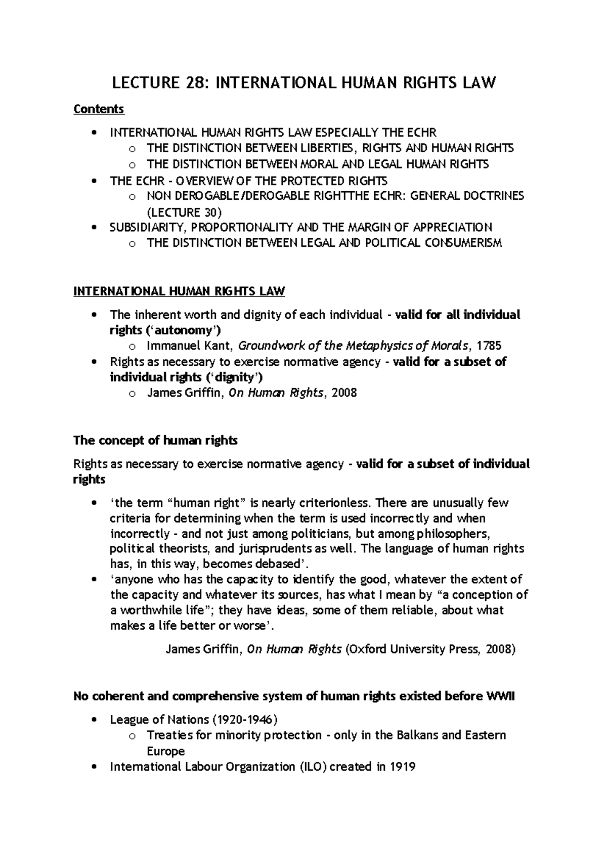 28. International Human Rights Law - LECTURE 28: INTERNATIONAL HUMAN ...