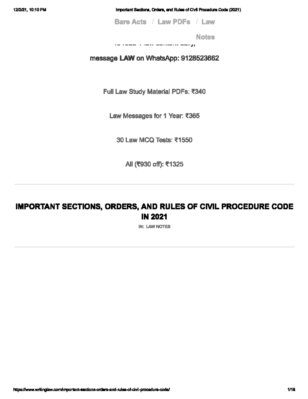 Cpc study material - notes of cpc - Civil Procedure Code - Studocu