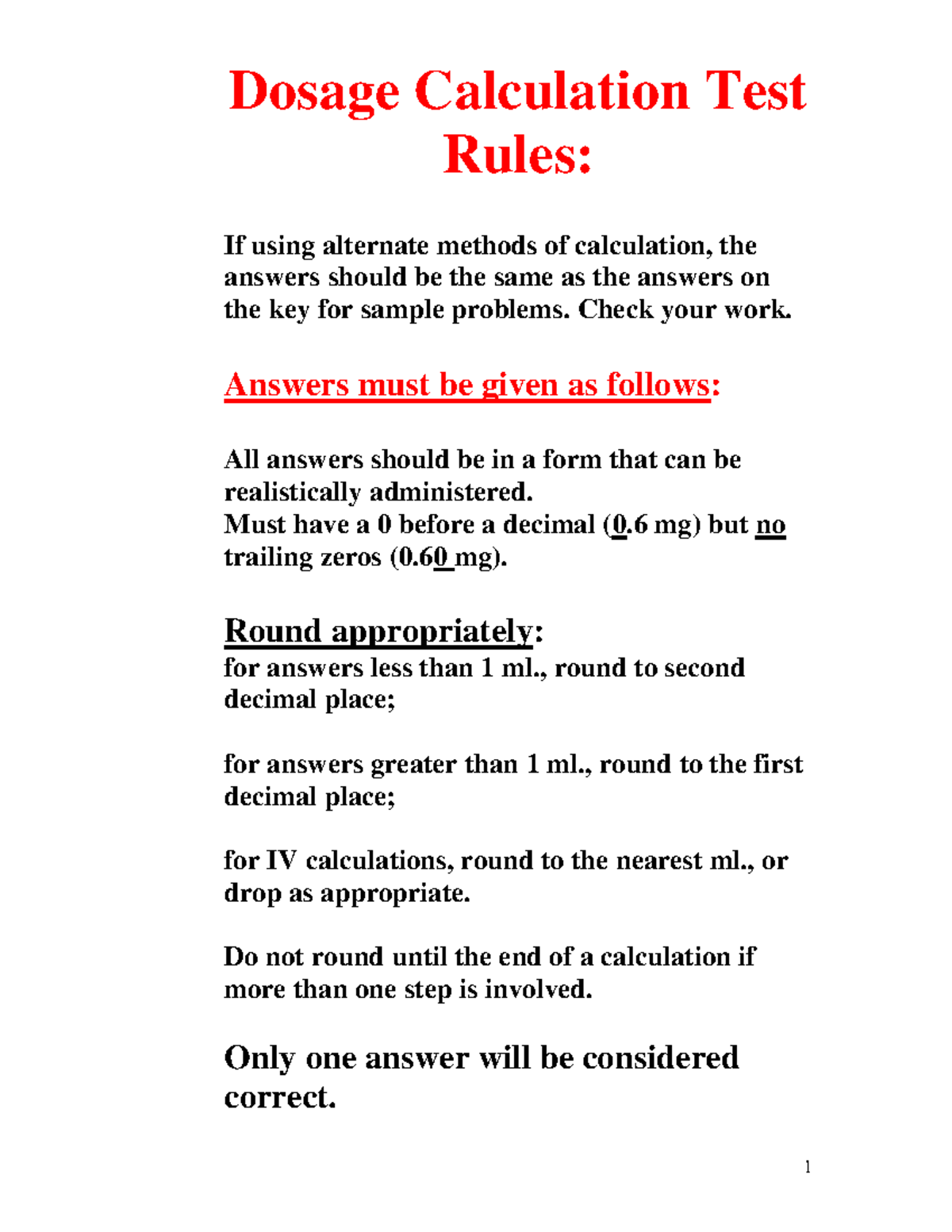 Dosage Calculation Practice Questions v122022 - Dosage Calculation Test ...