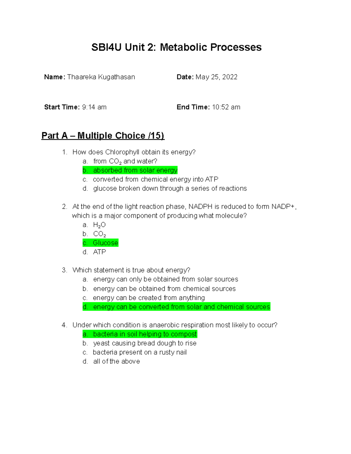 SBI4U Unit 2 Metabolic Processes - How does Chlorophyll obtain its ...