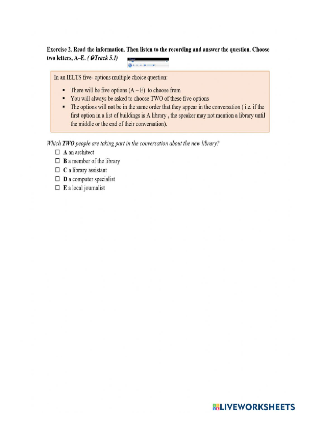 Document - CXVV - Exercise 2. Read the information. Then listen to the ...