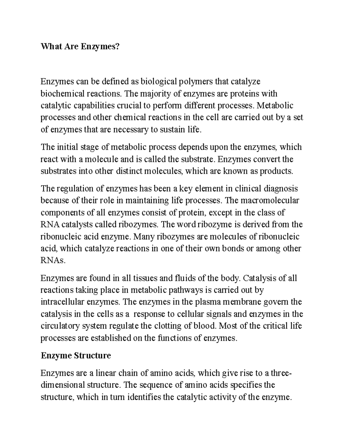 What Are Enzymes - its lecture notes - What Are Enzymes? Enzymes can be ...