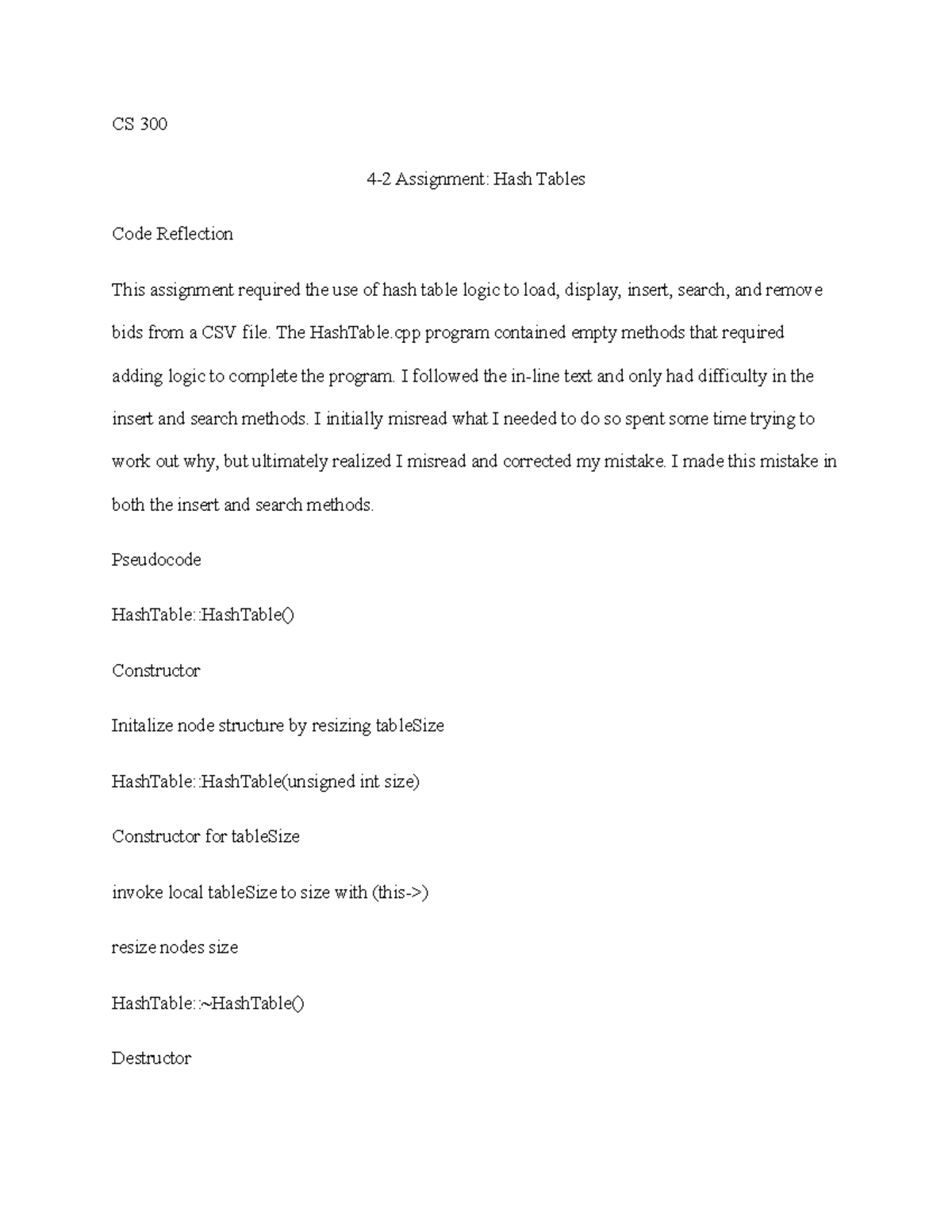 Hash Tables - CS 300 4-2 Assignment: Hash Tables Code Reflection This ...