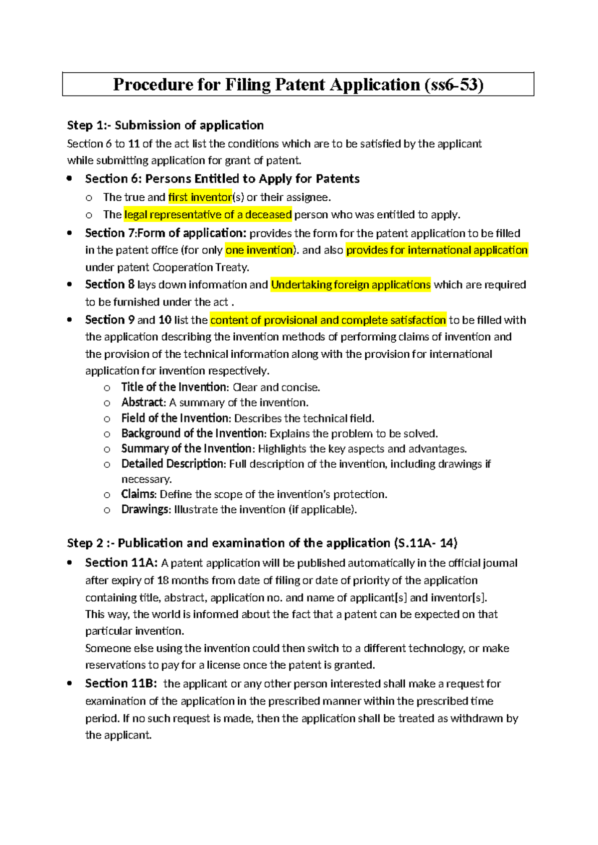 U-3 - jhdshhsdhj - Procedure for Filing Patent Application (ss6-53 ...