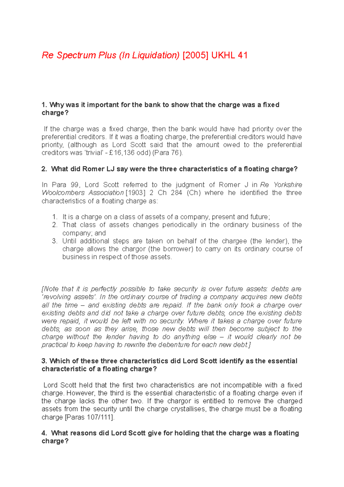 WS5a Business law 2 prepare task 2 - Re Spectrum Plus (In Liquidation ...