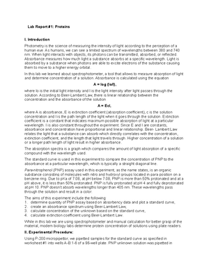 Lab report 4 biochem - Lab report 4: Membranes (Labs 6-9) I. Introduction: Erythrocyte is also ...