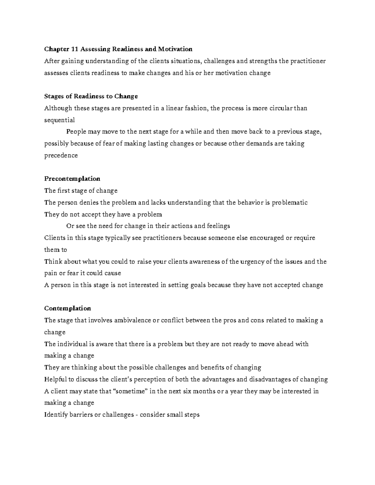 Ch 11 - Chapter readings week 11 - Chapter 11 Assessing Readiness and ...
