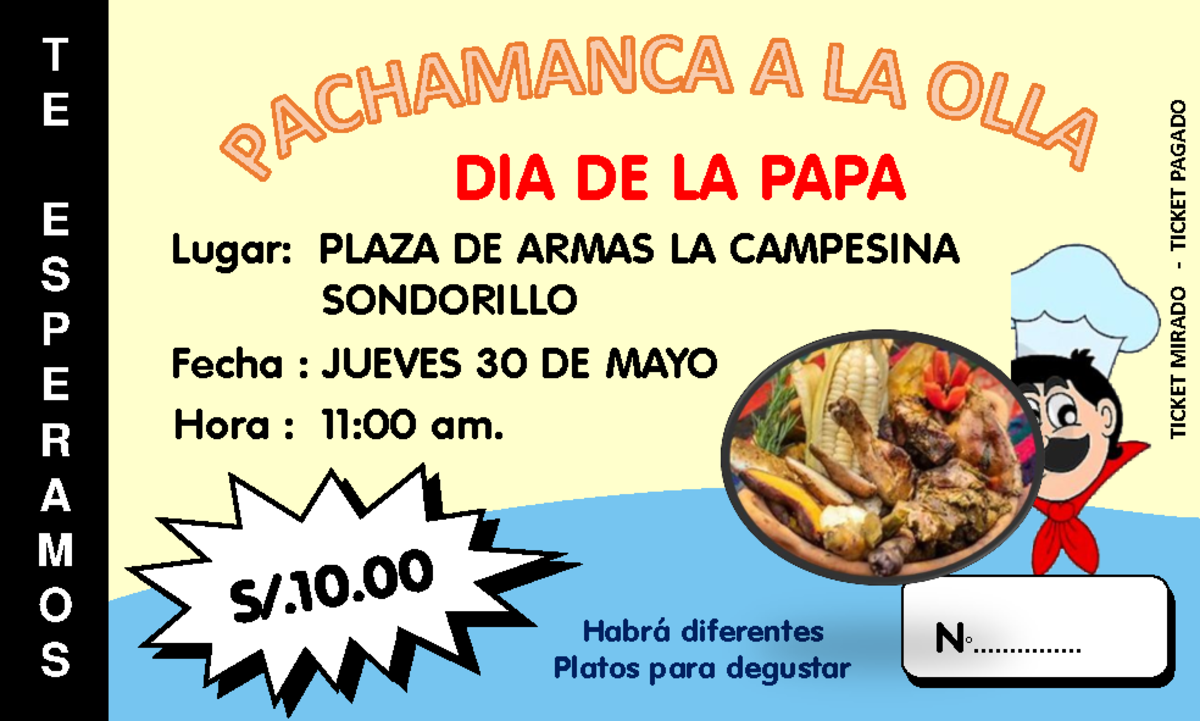Ticket-Pollada - POLLADA - comunicacion - T E E S P E R A M O S Lugar: PLAZA DE ARMAS LA ...