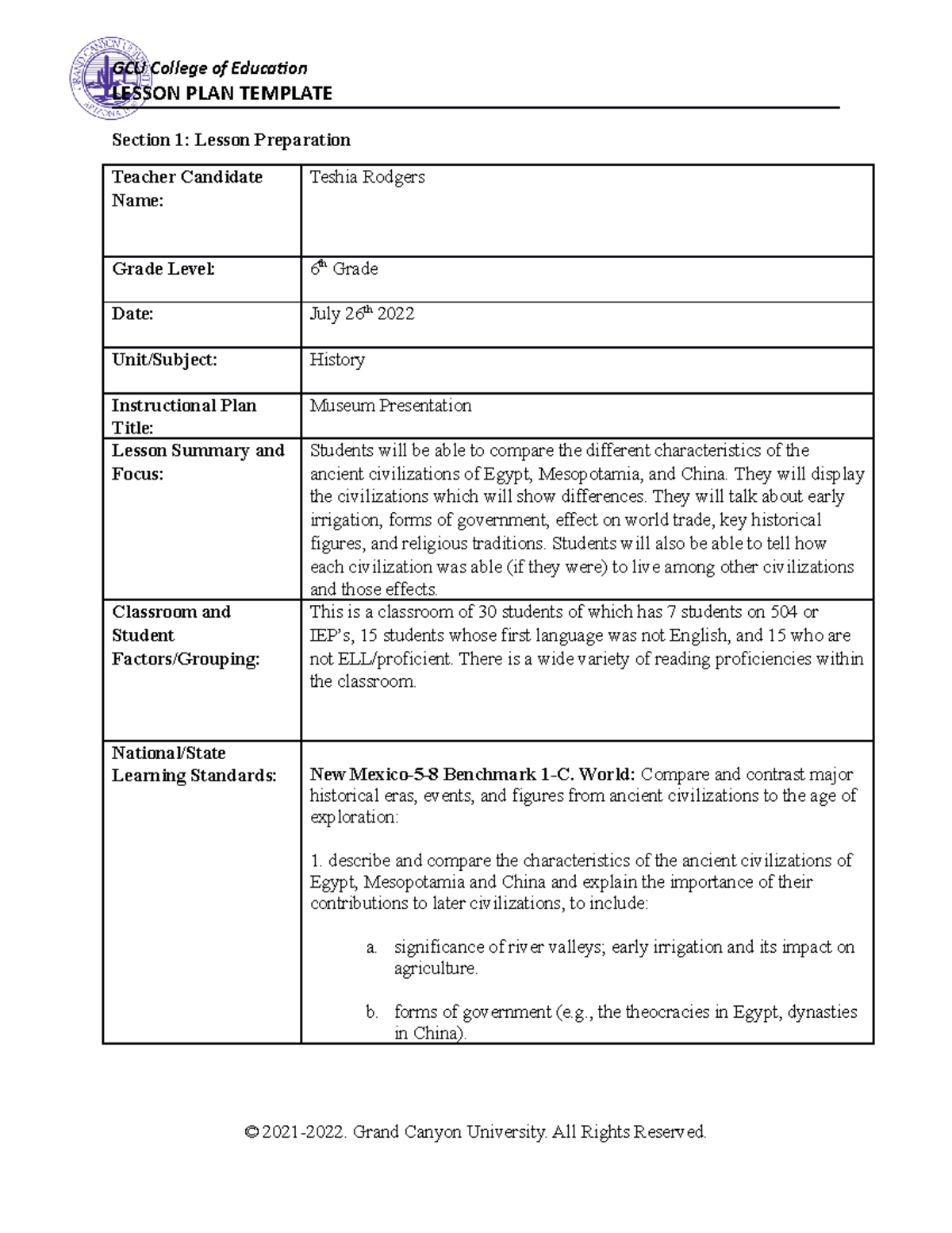 T4- ELM-351- TRodgers - Topic 4- This is a History Lesson Plan (I ...