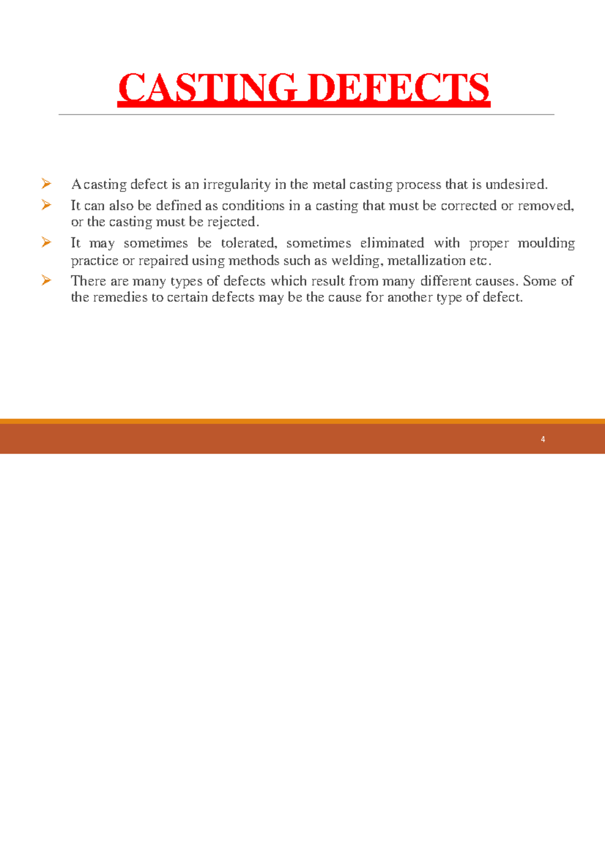 Mp3 - Notes - CASTING DEFECTS A casting defect is an irregularity in ...