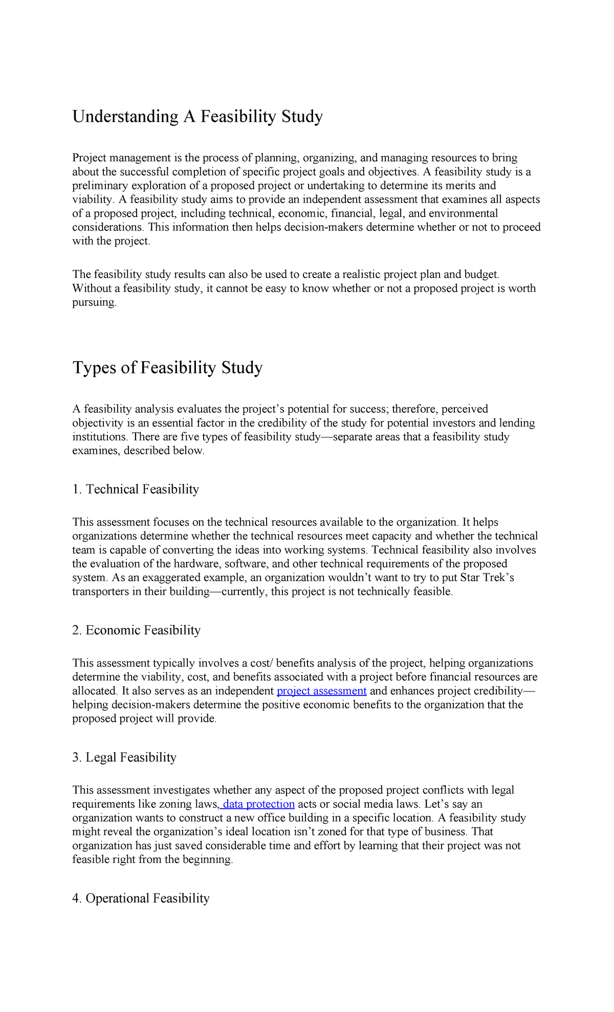 Understanding A Feasibility Study - Understanding A Feasibility Study ...